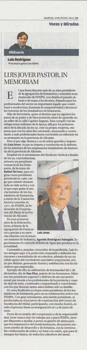 In memorian Luis Jover | Fempa